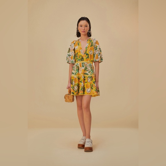 FARM Rio | Dresses | Farm Rio Biriba Mix Mini Dress In Yellow | Poshmark